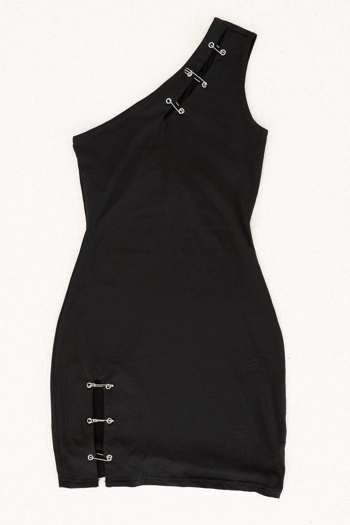 One Shoulder Safety Pin Mini Dress Baebekillinem